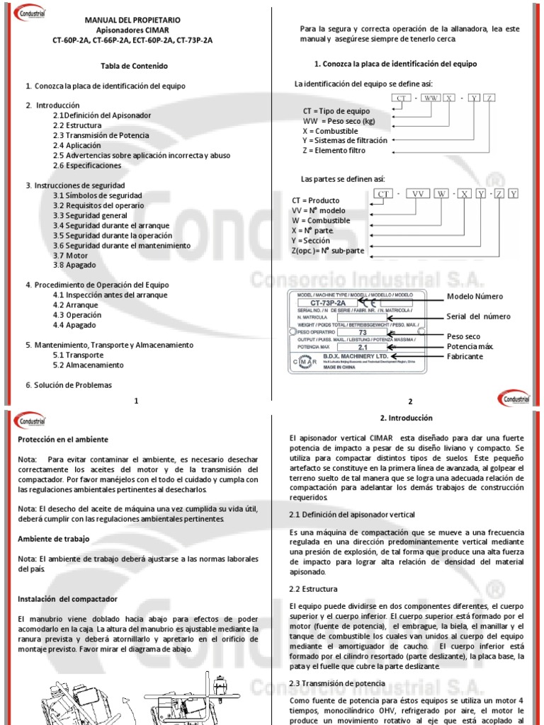 Manual Apisonadores CIMAR | PDF | Tanques | Embrague