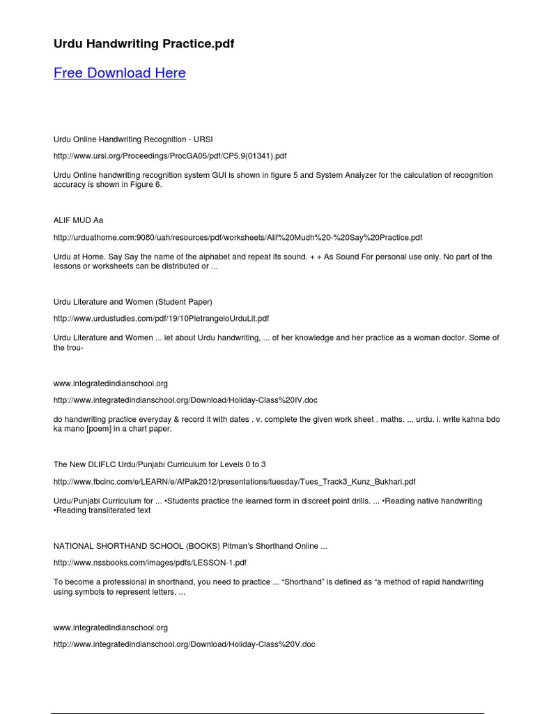 Urdu Handwriting Practice Handwriting Practicepdf Free Download in The ...