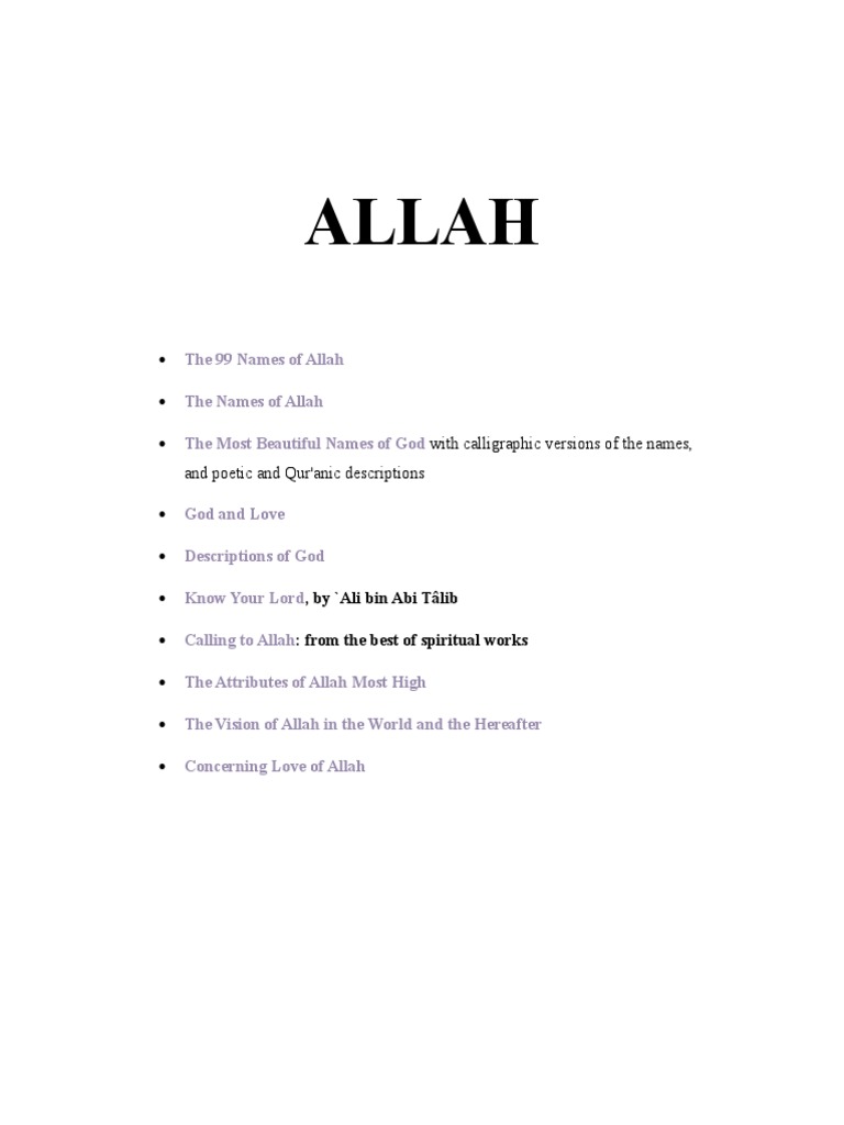 99 Attributes of Allah Explained | PDF | Salvation | Quran