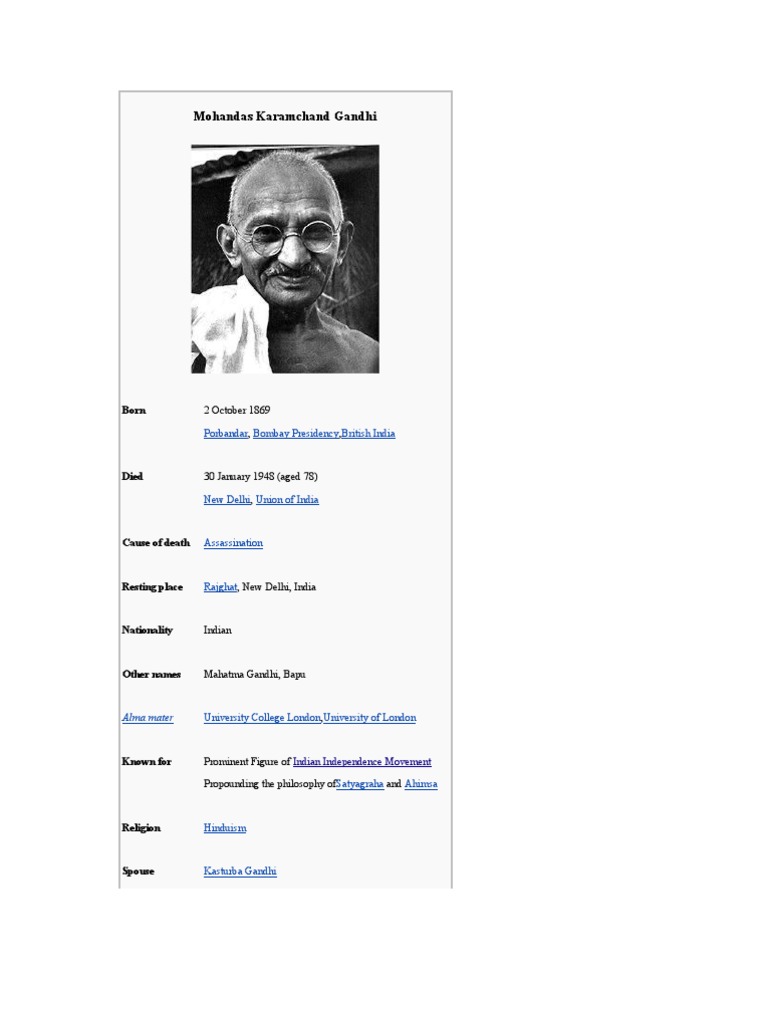 Mohandas Gandhi: Life and Legacy | PDF