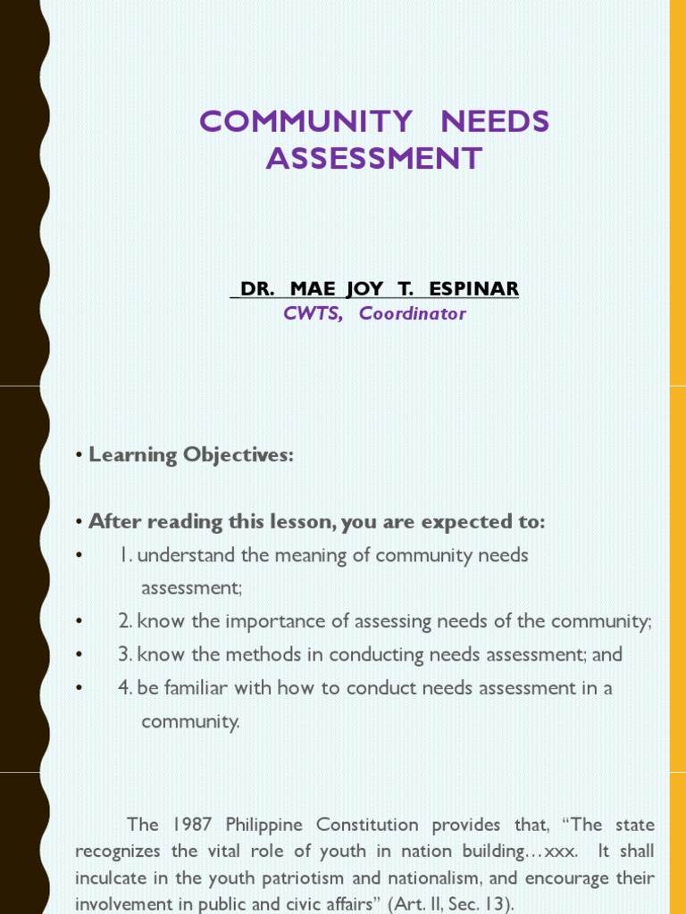 Community Needs Assessment Overview | PDF | Needs Assessment | Community