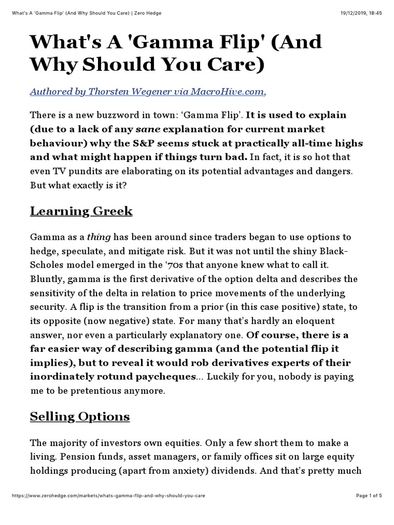 What's A 'Gamma Flip' (And Why Should You Care) - Zero Hedge | PDF ...