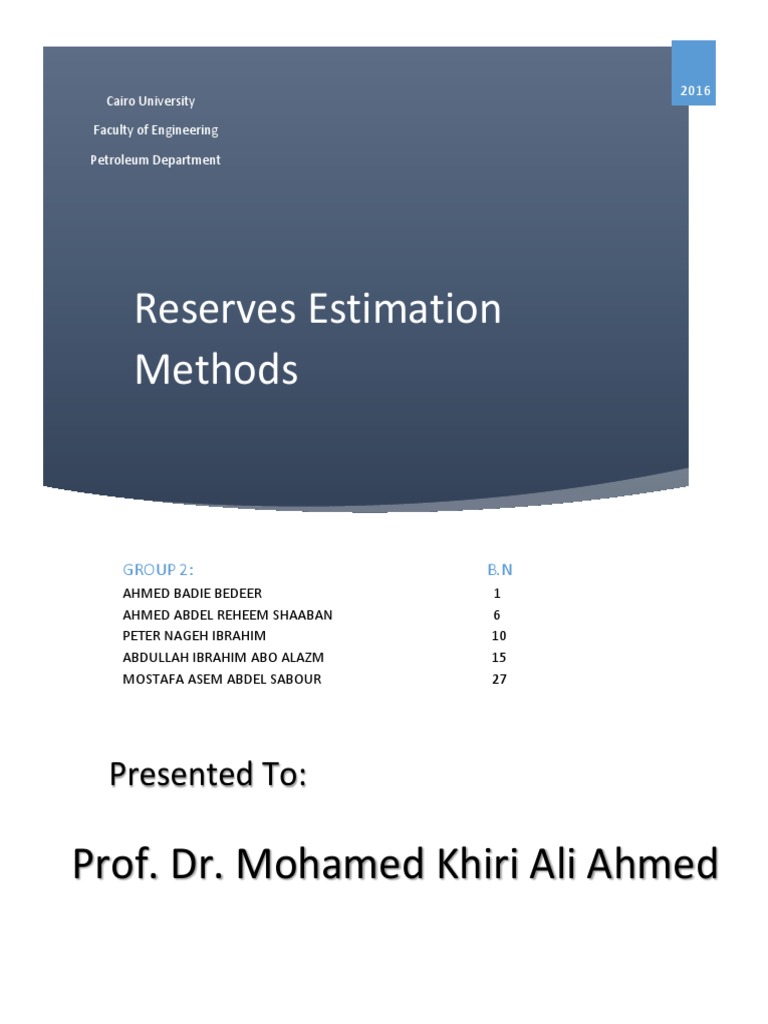 Reserves Estimation Methods | PDF | Oil Reserves | Industries