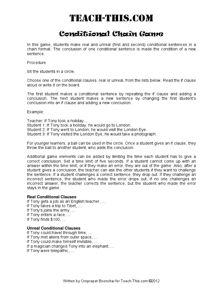 Conditional Chain Game | PDF