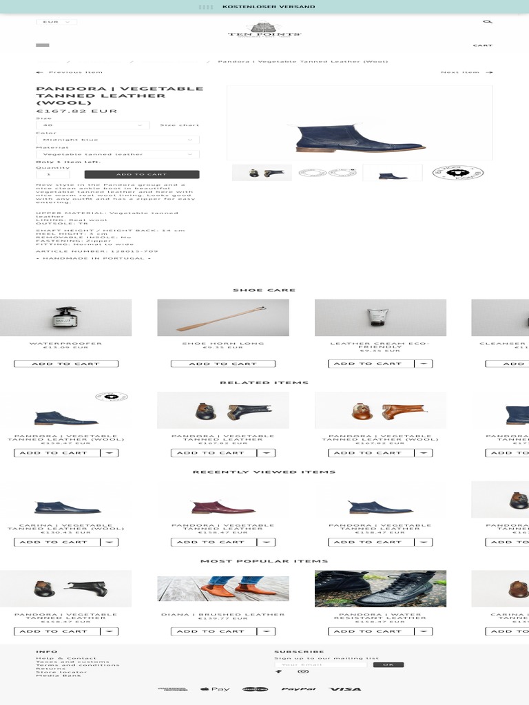 Pandora Vegetable Tanned Leather (Wool) Ten Points AB | PDF | Shoe ...