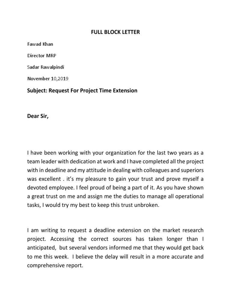 Project Deadline Extension Request | PDF | Career & Growth | Law