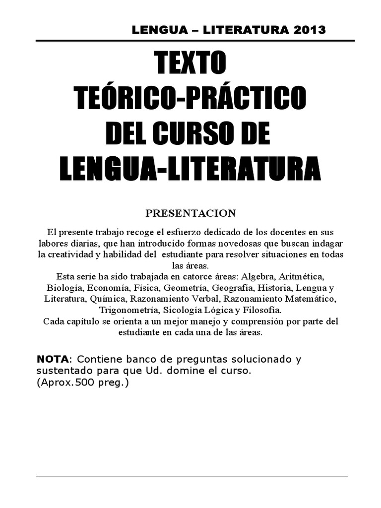 Fundamentos de Lengua y Literatura 2013 | PDF | Palabra | Género gramatical