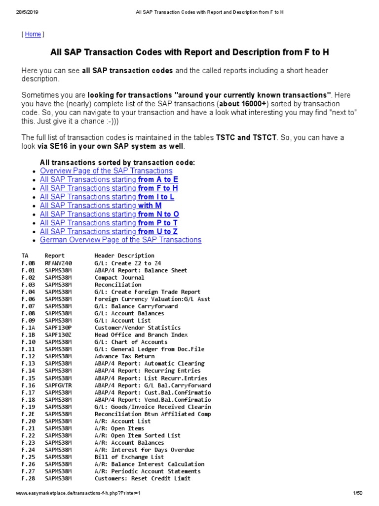 SAP SD Transaction Codes List PDF Payments Sales, 57% OFF