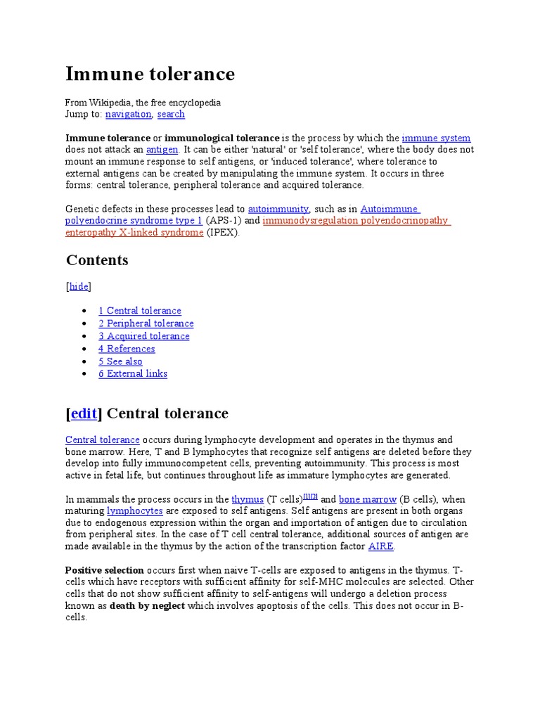 Immune Tolerance | PDF | Immune Tolerance | Immune System