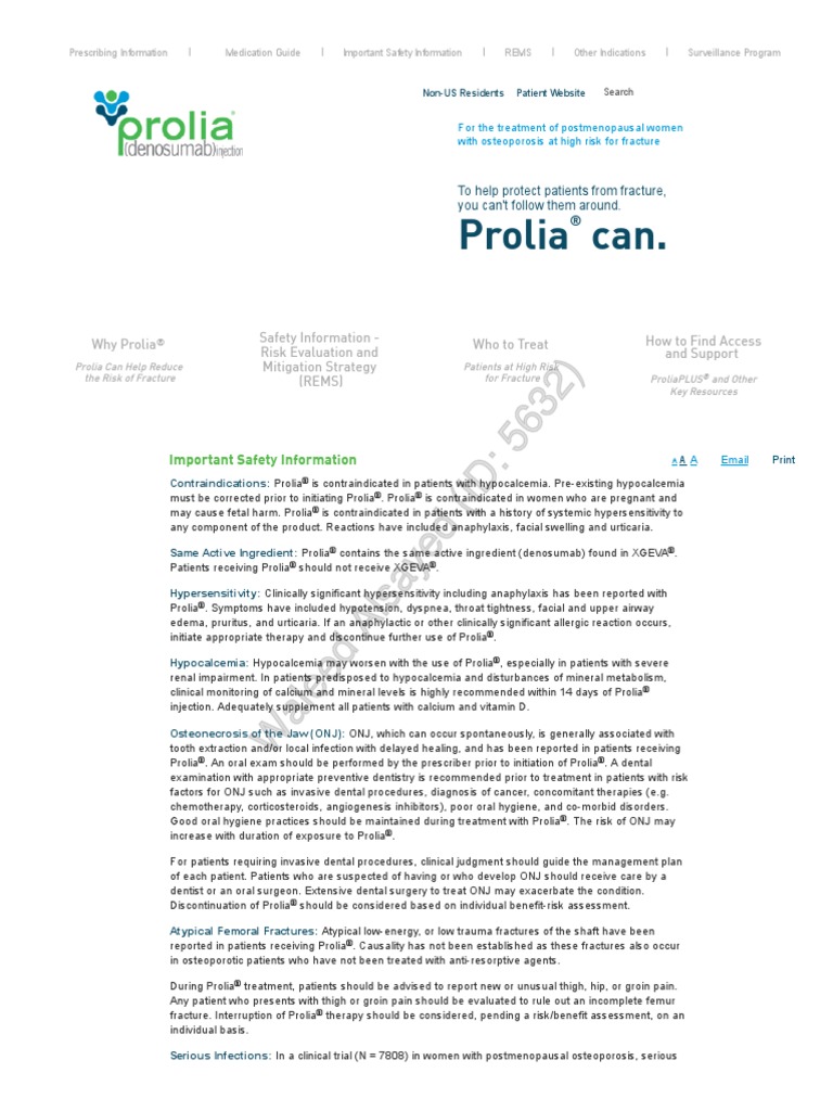Prolia | PDF | Osteoporosis | Adverse Effect