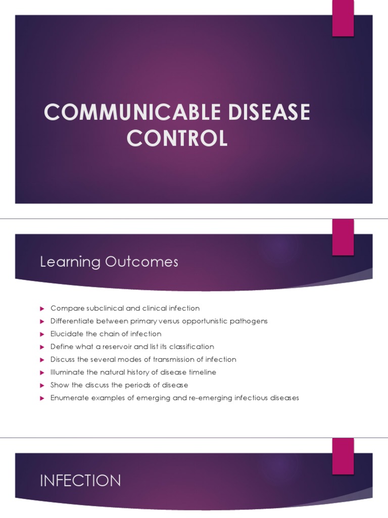 Communicable Disease Control Overview | PDF | Infection | Pathogen