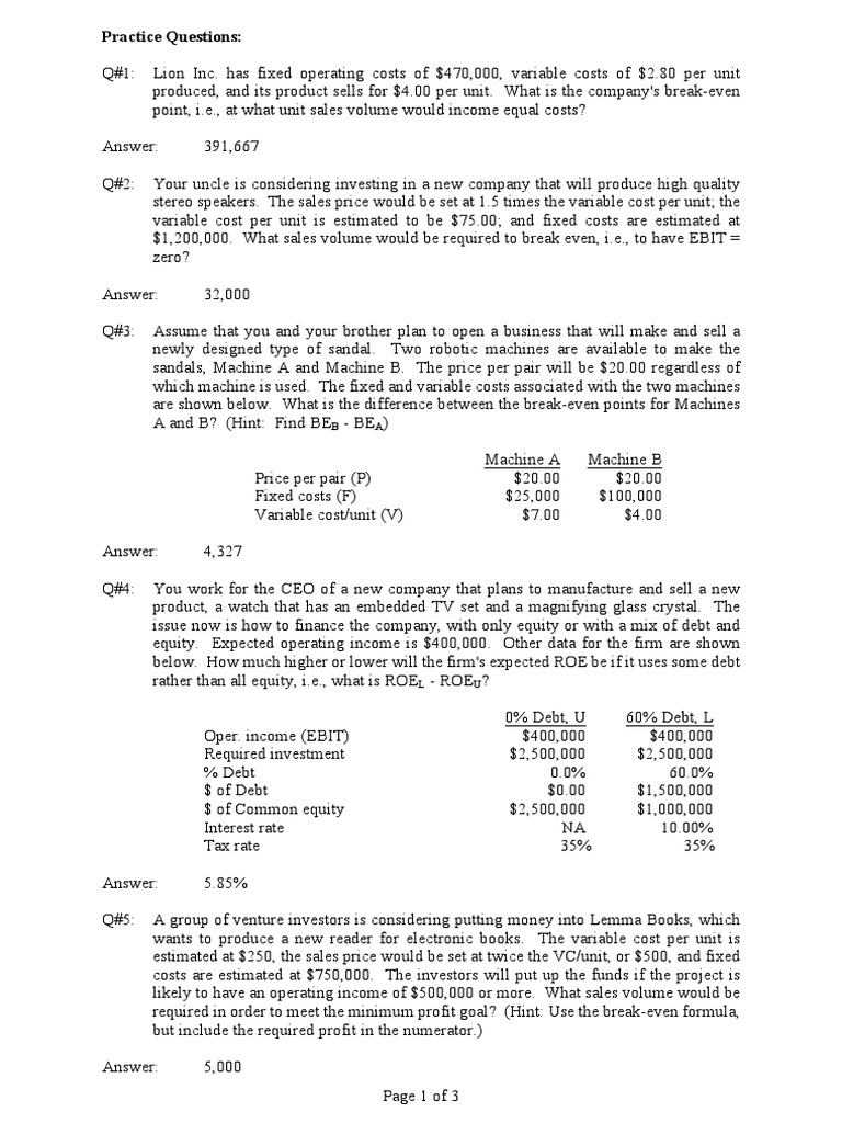 Lemma Books: Break-Even Analysis | PDF | Bonds (Finance) | Cost Of Capital