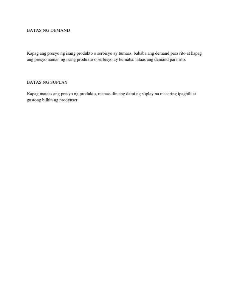 BATAS NG DEMAND at Suplay | PDF
