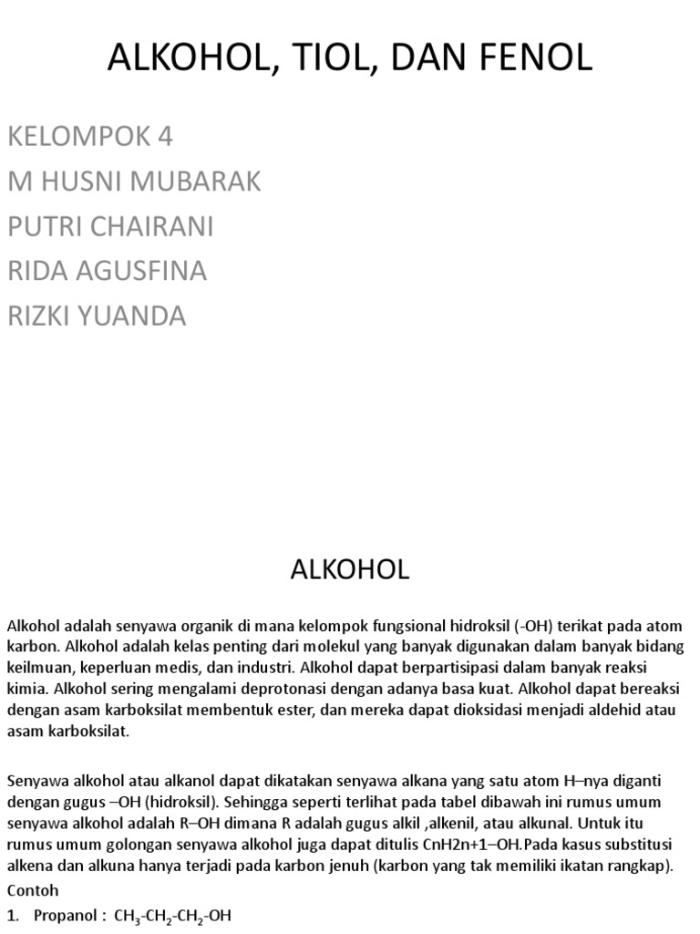 Alkohol, Tiol, Dan Fenol | PDF