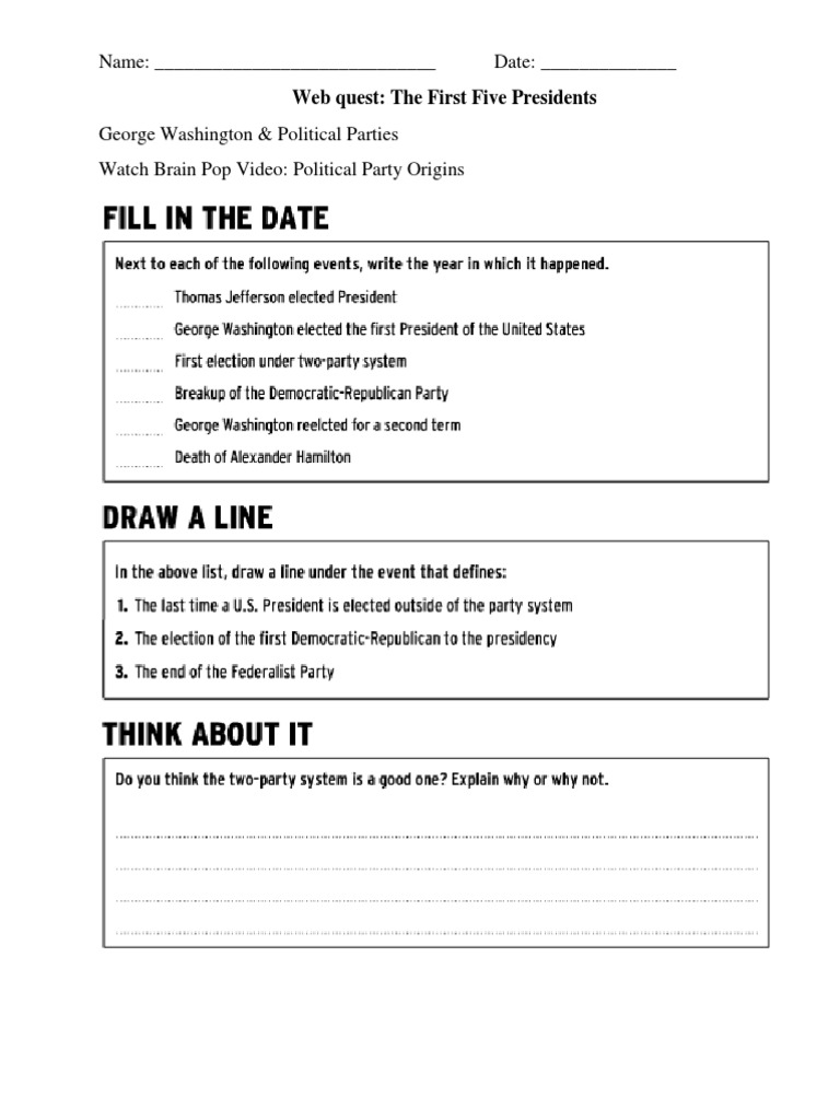 Webquest of The First Five Presidents | PDF | James Madison | Thomas ...