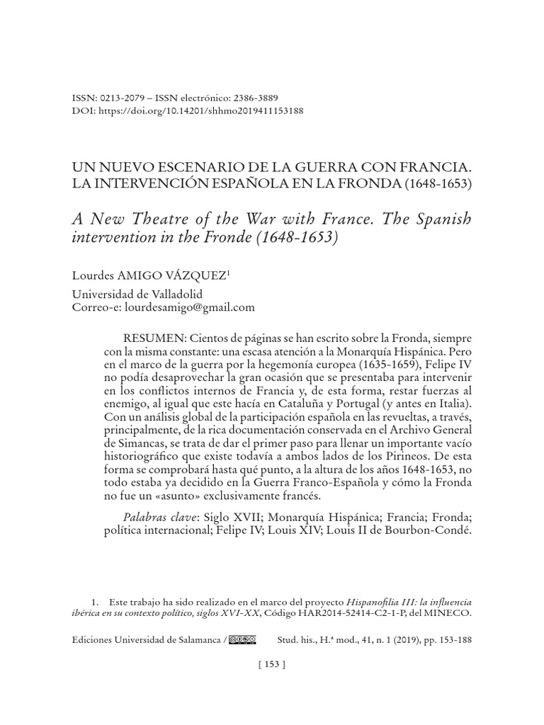 Un Nuevo Escenario de La Guerra Con Francia. La Intervención Española ...