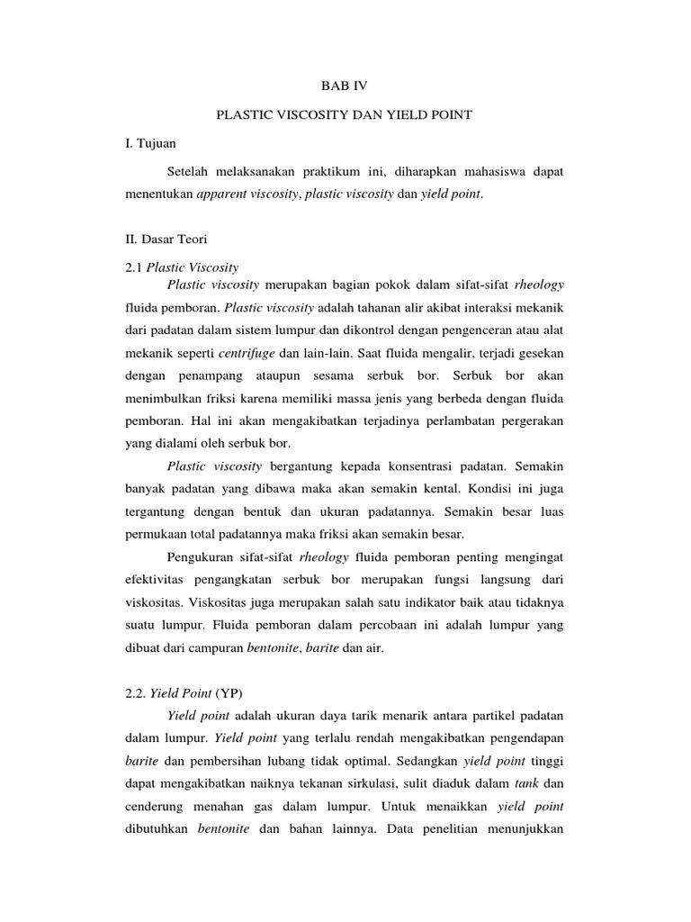 Plastic Viscosity and Yield Point | PDF