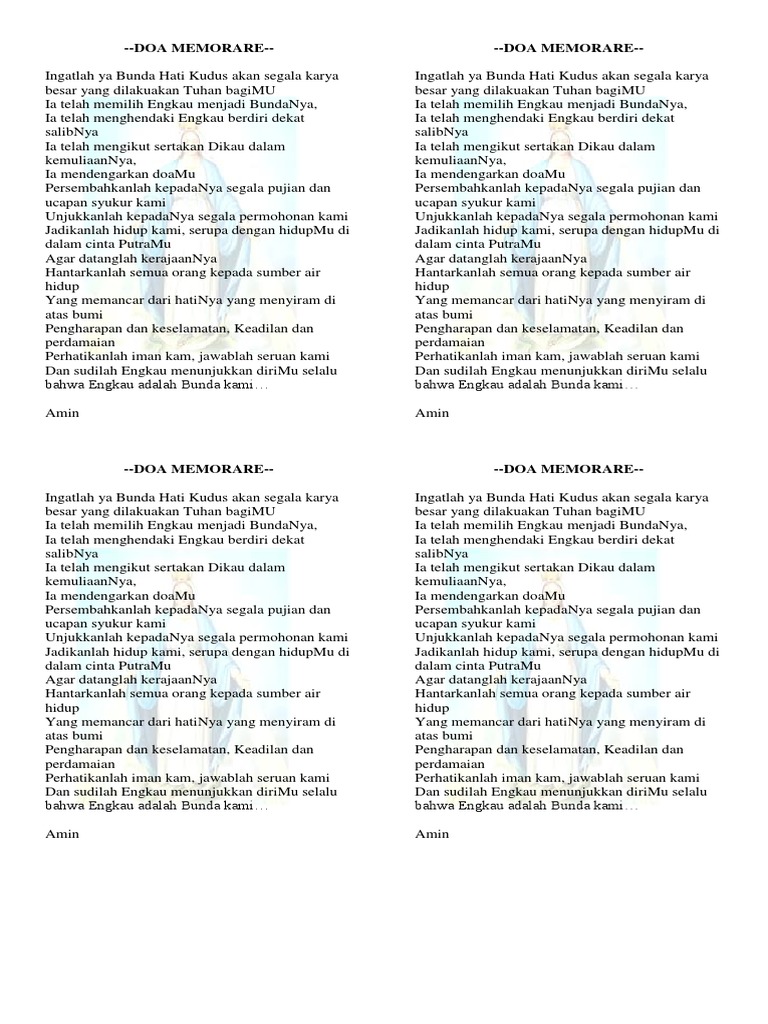 Doa Memorare Bunda Hati Kudus | PDF