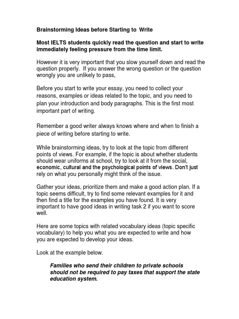 Brainstorming Ideas Before Writing | PDF | Brainstorming ...