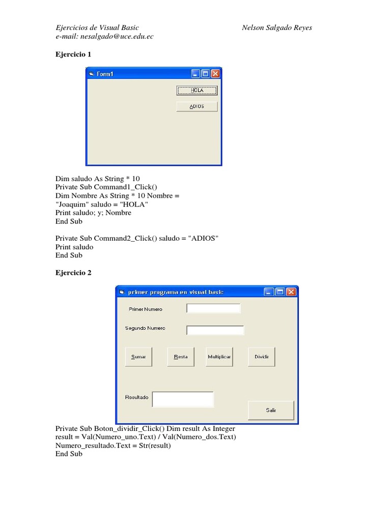 Ejercicios VB Clase | PDF | Desarrollo de software | Gestión de tecnología de la información
