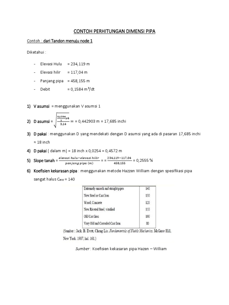 Contoh Perhitungan Dimensi Pipa | PDF