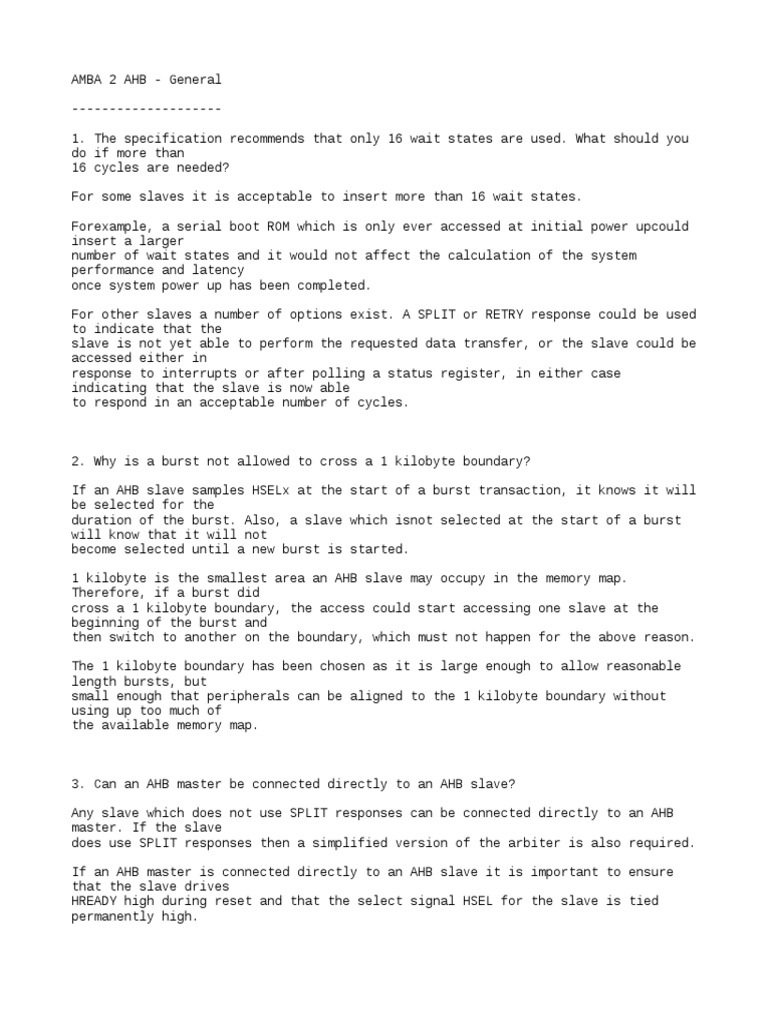 AHB Interview Questions | PDF | Input/Output | Arbitration
