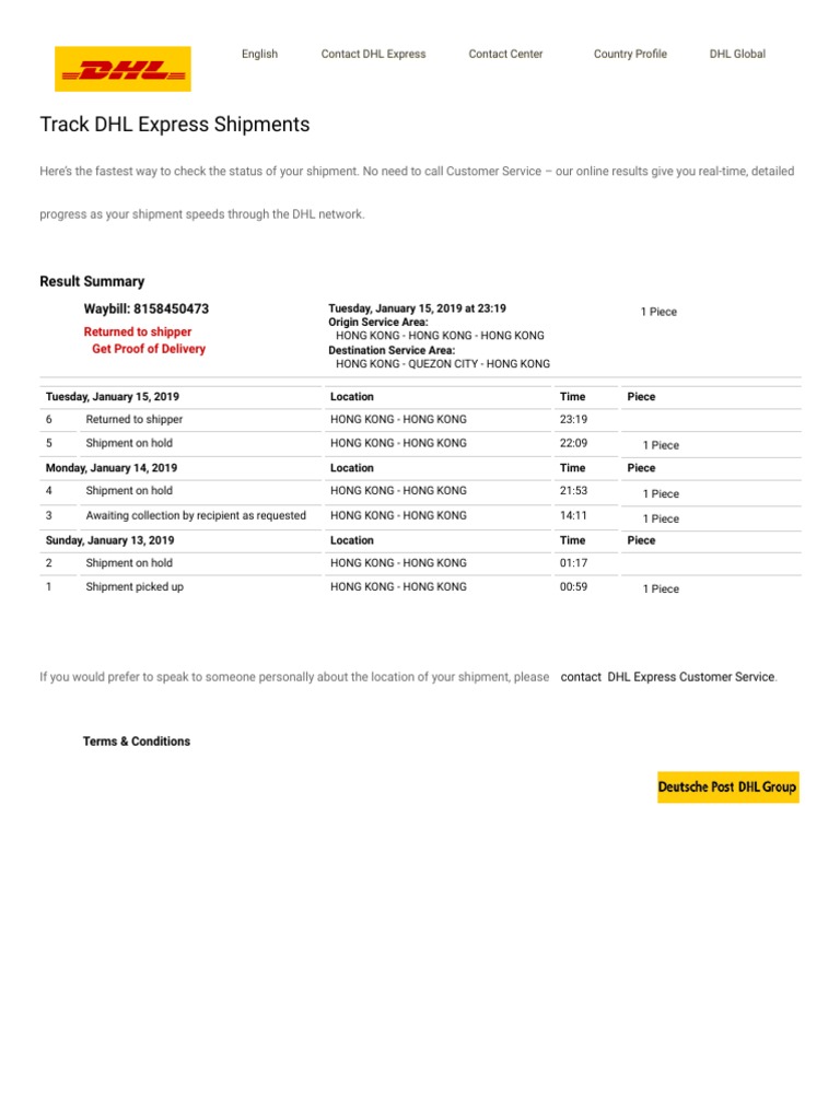 Tracking, Track Parcels, Packages, Shipments - DHL Express Tracking PDF ...