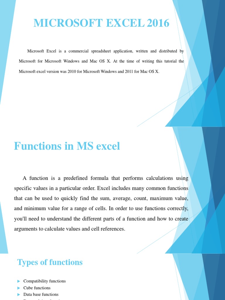 Microsoft Excel 2016 | Download Free PDF | Microsoft Excel | Spreadsheet