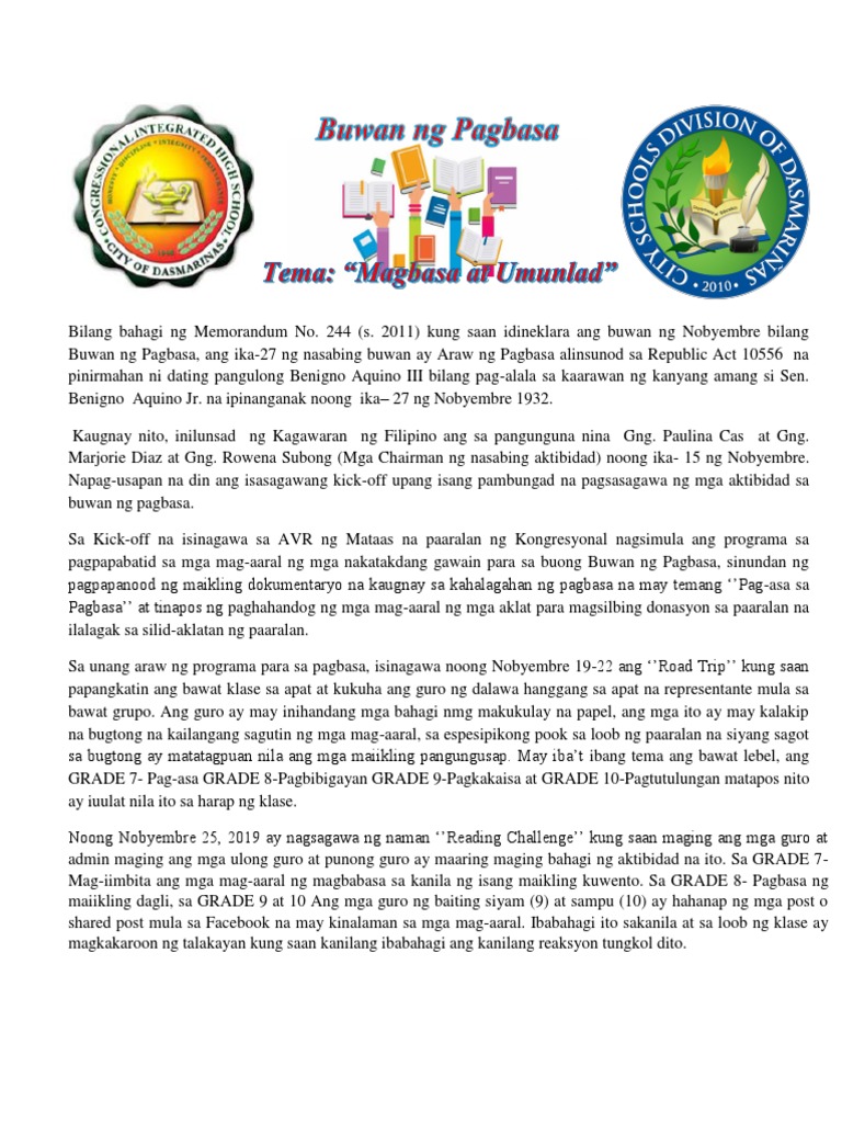 Buwan NG Pagbasa Program | PDF