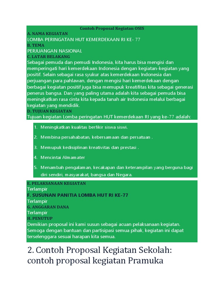 Contoh Proposal Kegiatan OSIS | PDF