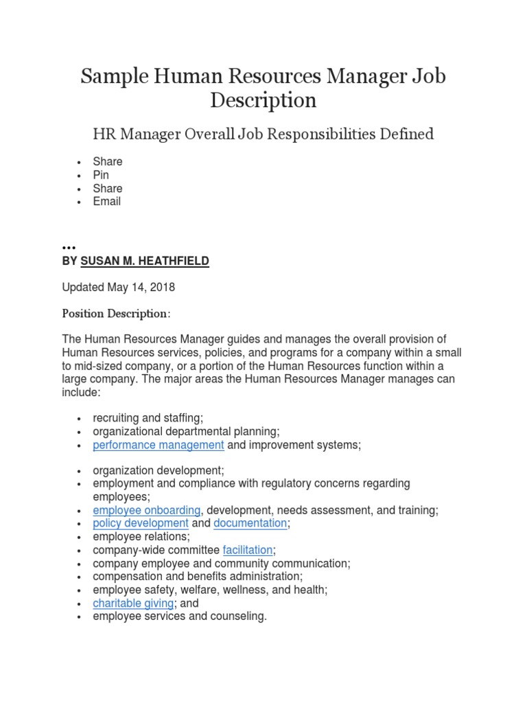 HR Manager | PDF | Human Resource Management | Human Resources