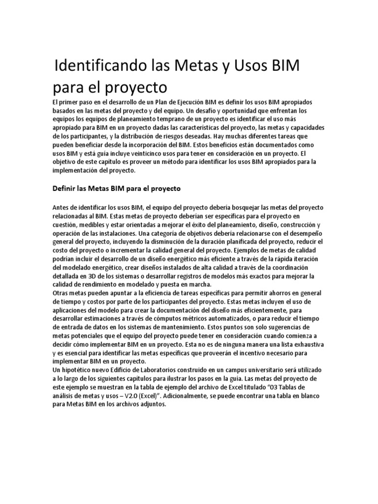 Identificando Las Metas y Usos BIM para El Proyecto | PDF ...