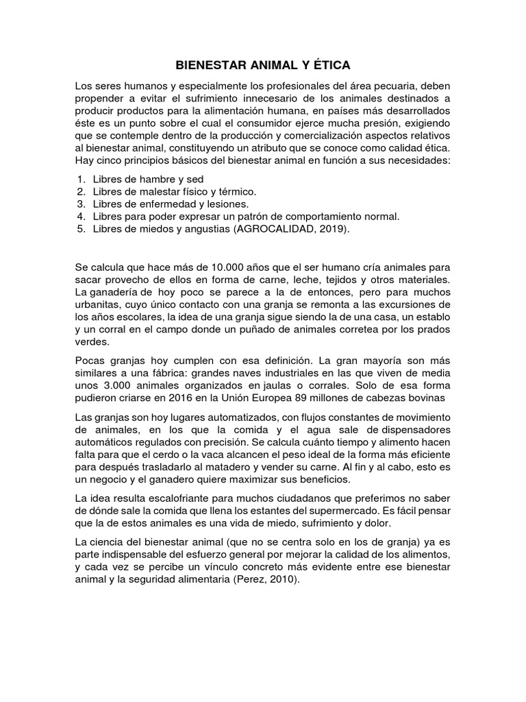 Bienestar Animal y Ética | PDF | Bienestar de los animales | Alimentos