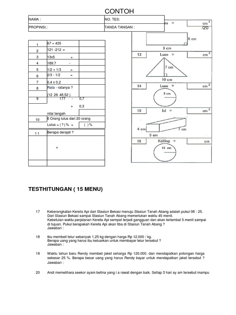 Contoh Tes MTK | PDF