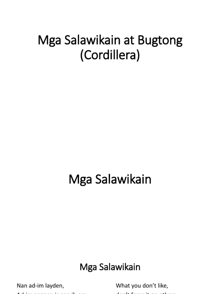 Mga Salawikain at Bugtong (Cordillera) | PDF