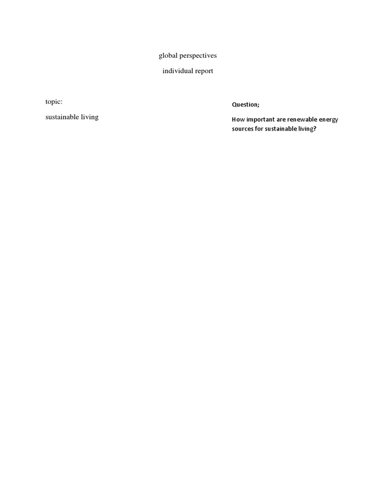 Global Perspectives Individual Report | PDF | Coal | Sustainability