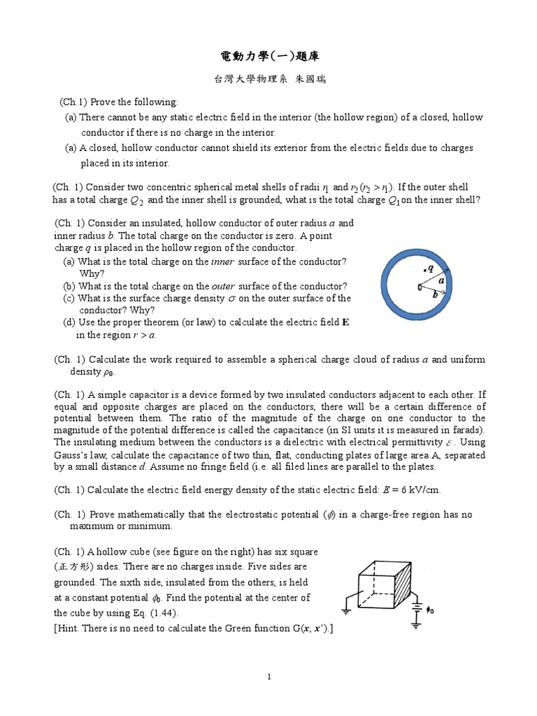 Electrodynamics Problem Set | PDF | Permittivity | Dielectric