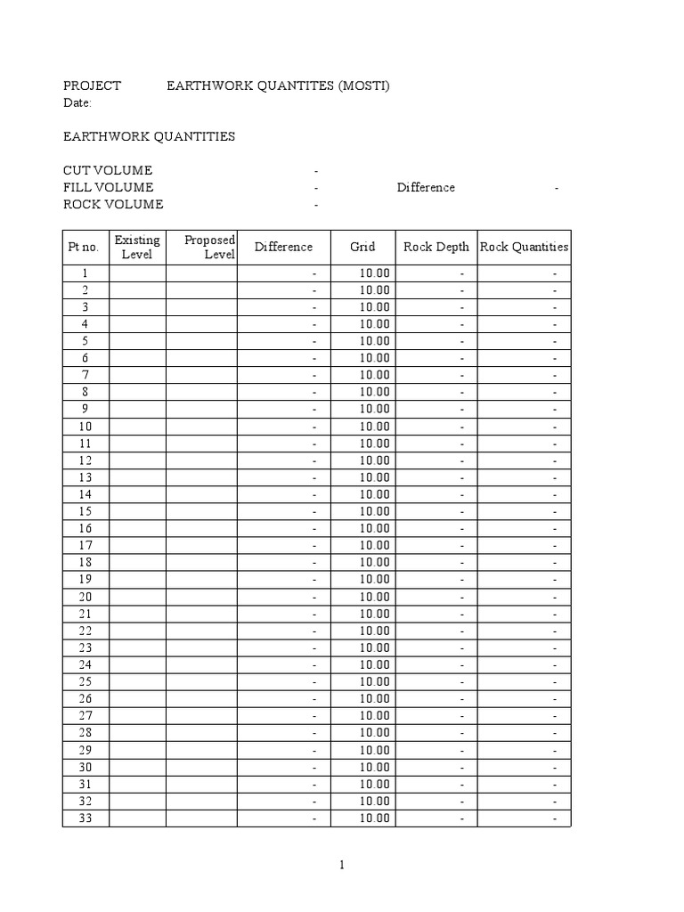 Earthwork Quantity Calculation Sheet | PDF | Nature