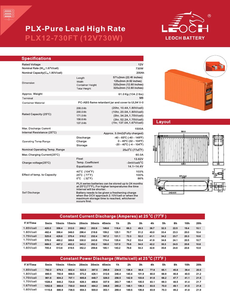 Leoch PLX12-730FT-PD-EN-V3.2-201906 | PDF | Rechargeable Battery ...
