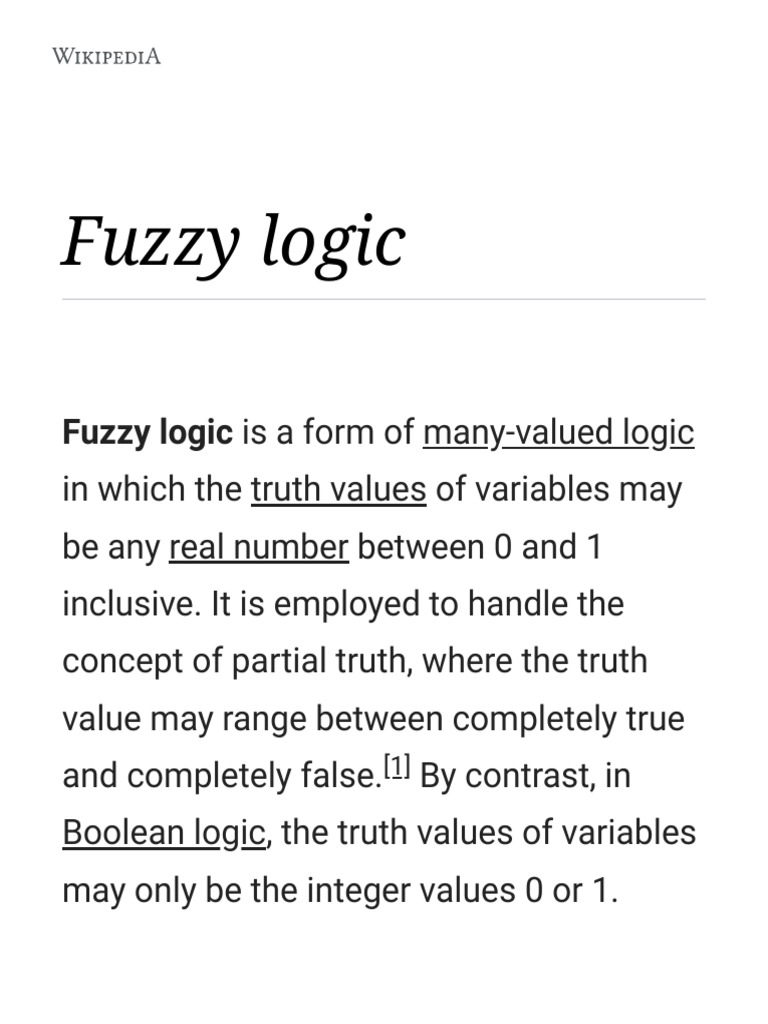 Fuzzy Logic Wikipedia Pdf Pdf Fuzzy Logic Theoretical Computer Science 