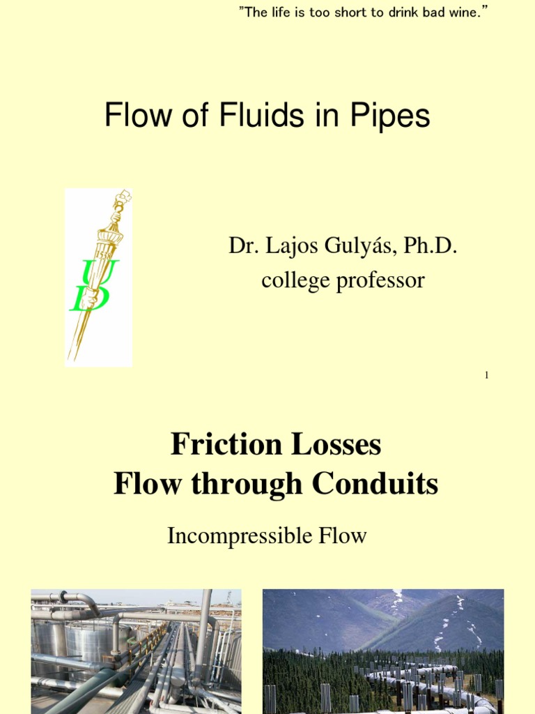 Flow of Fluids in Pipes | PDF | Reynolds Number | Fluid Dynamics