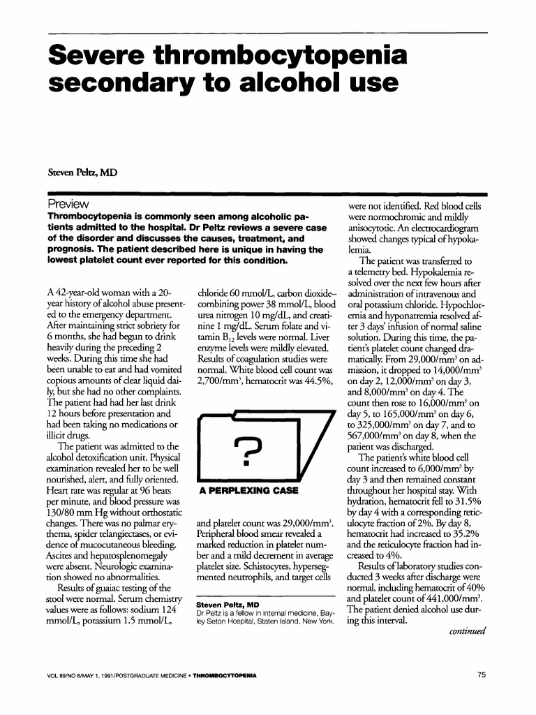 Alcohol-Induced Thrombocytopenia | PDF | Platelet | Tissue (Biology)