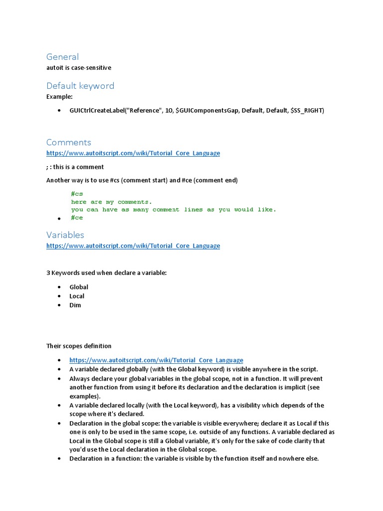 AutoIt Coding Best Practices | PDF | Scope (Computer Science) | Variable (Computer Science)