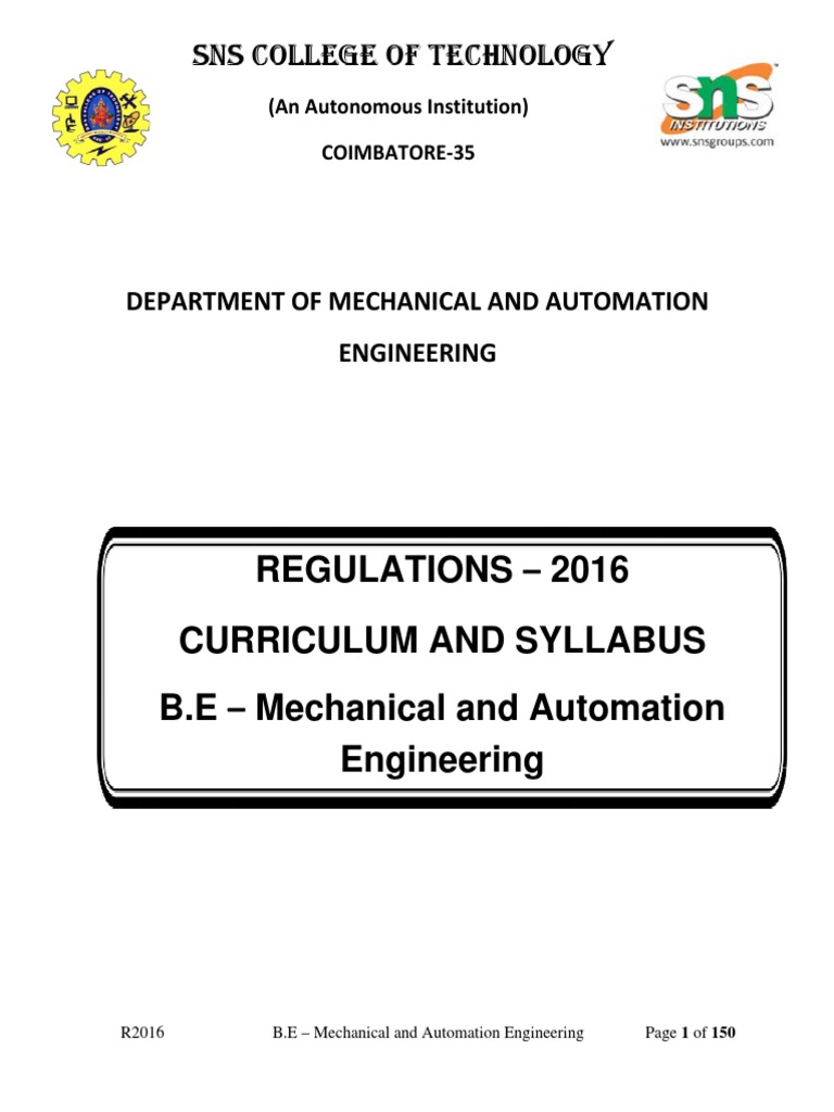 B.E - Mechanical and Automation Engineering - R2016 | PDF | Crystal ...
