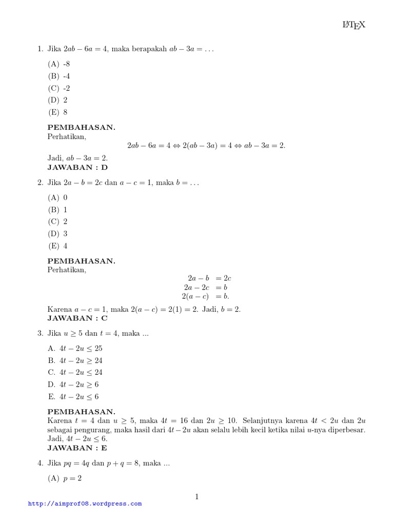 6186 SBMPTN TKPA 2017 Matematika PDF | PDF