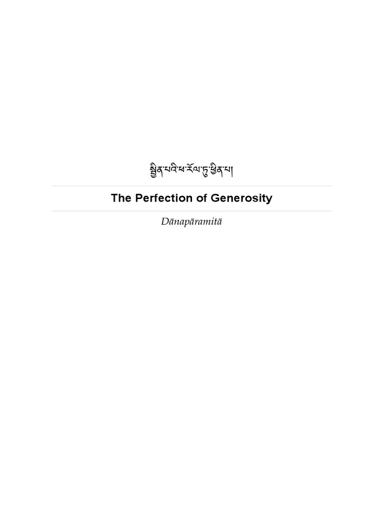 The Perfection of Generosity | PDF | Bodhisattva | Enlightenment In ...