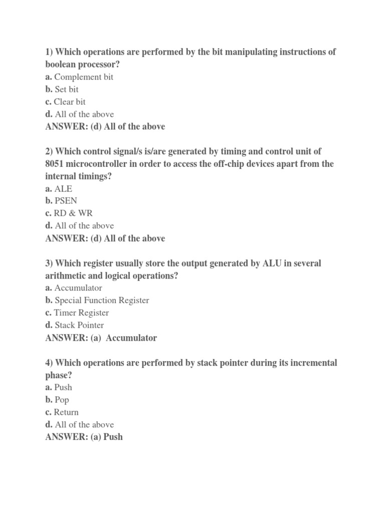 Mcqs On Microcontroller | PDF | Areas Of Computer Science | Central Processing Unit