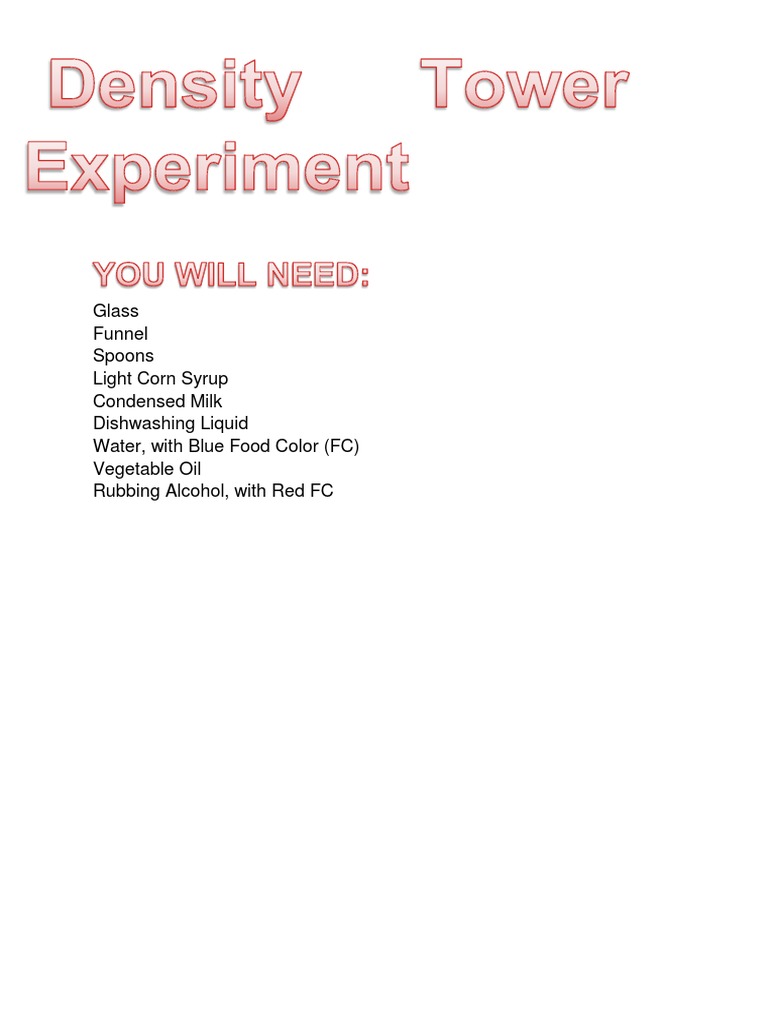 Density Tower Experiment | PDF