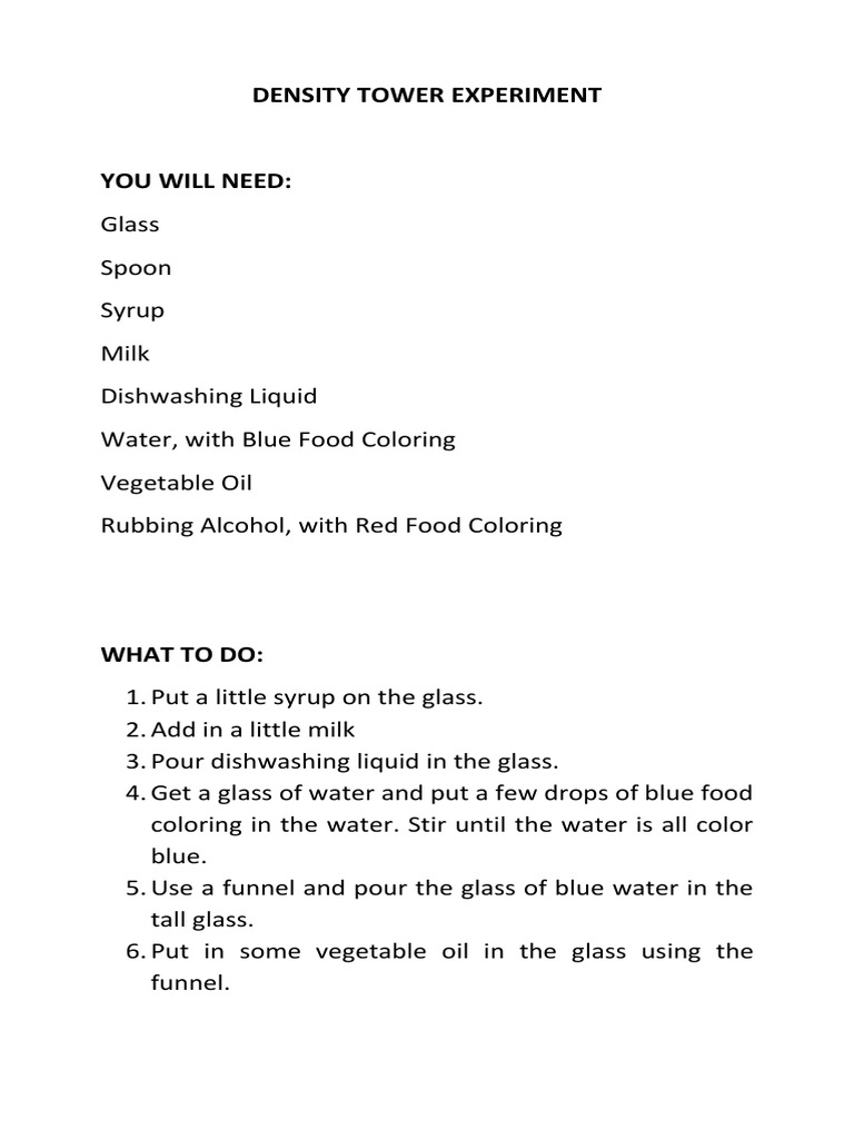 Density Tower Experiment2 | PDF | Density | Experiment