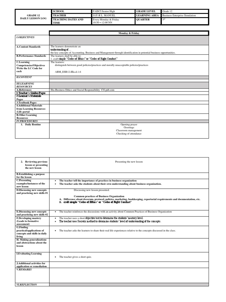 BES - Week 1 | PDF | Teachers | Teaching